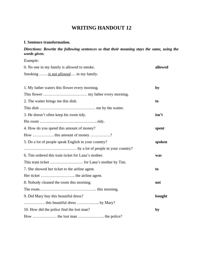 B1 - Handout 12 - Writing Sts | PDF