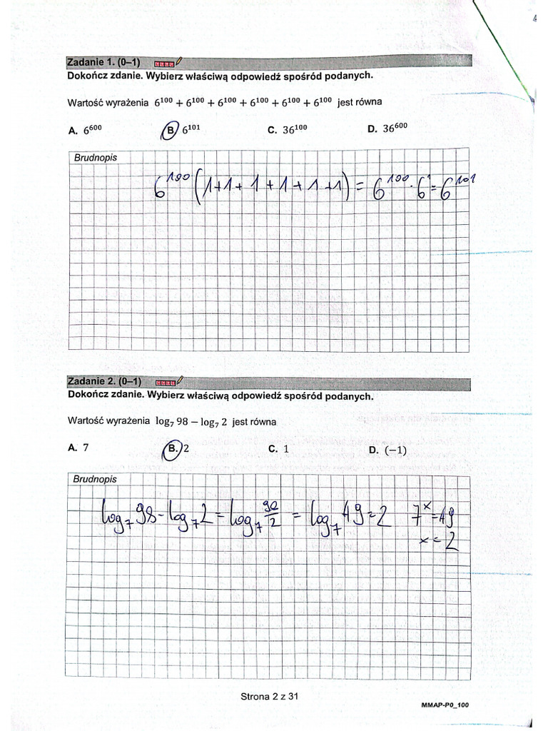 Matematyka, Matura, Rozwiązania | PDF