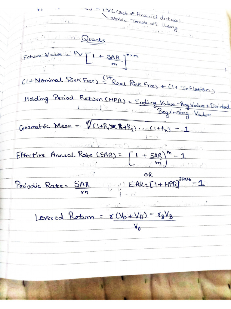 Quants Formula Sheet | PDF