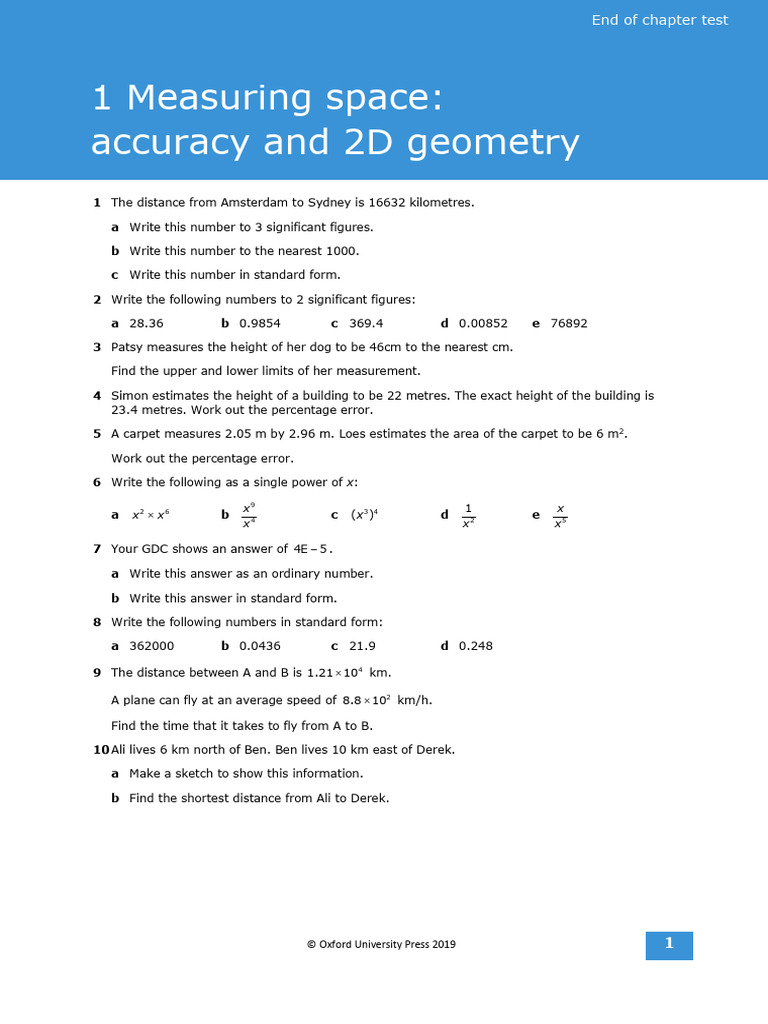 Chapter 1 Mixed Review Questions | PDF | Elementary Geometry | Metrology