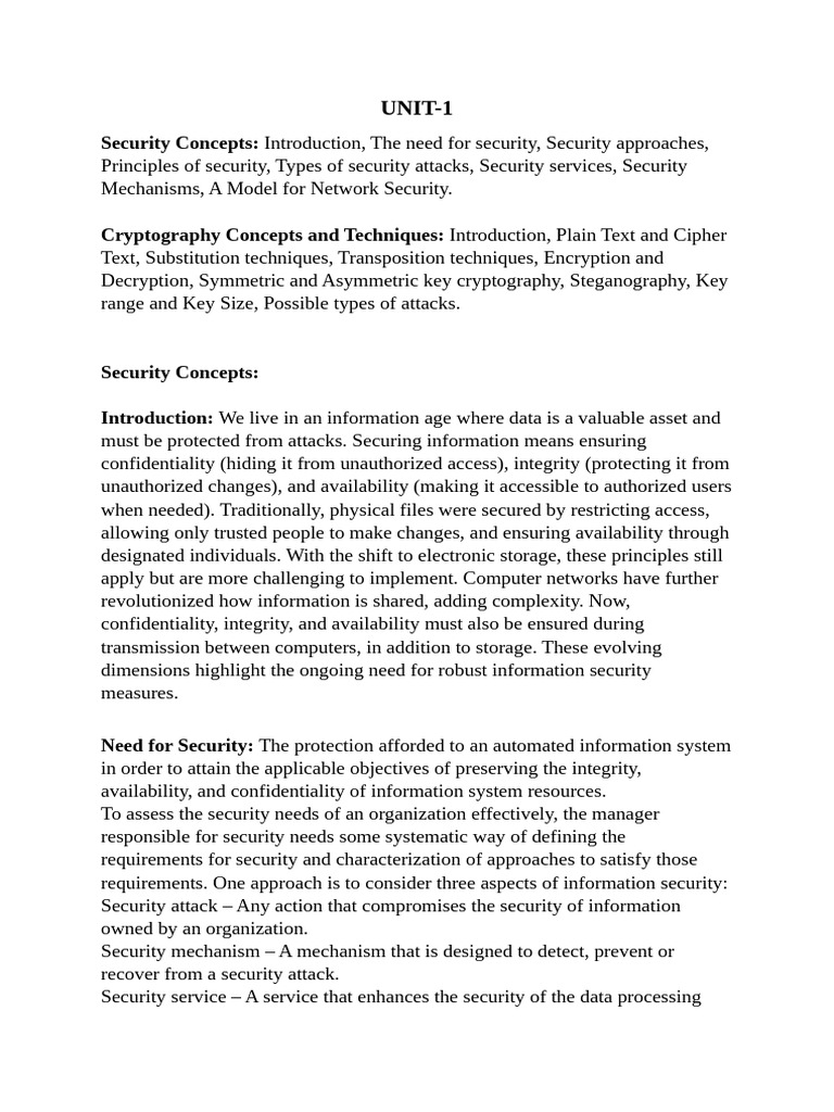 Unit-1 | PDF | Information Security | Security
