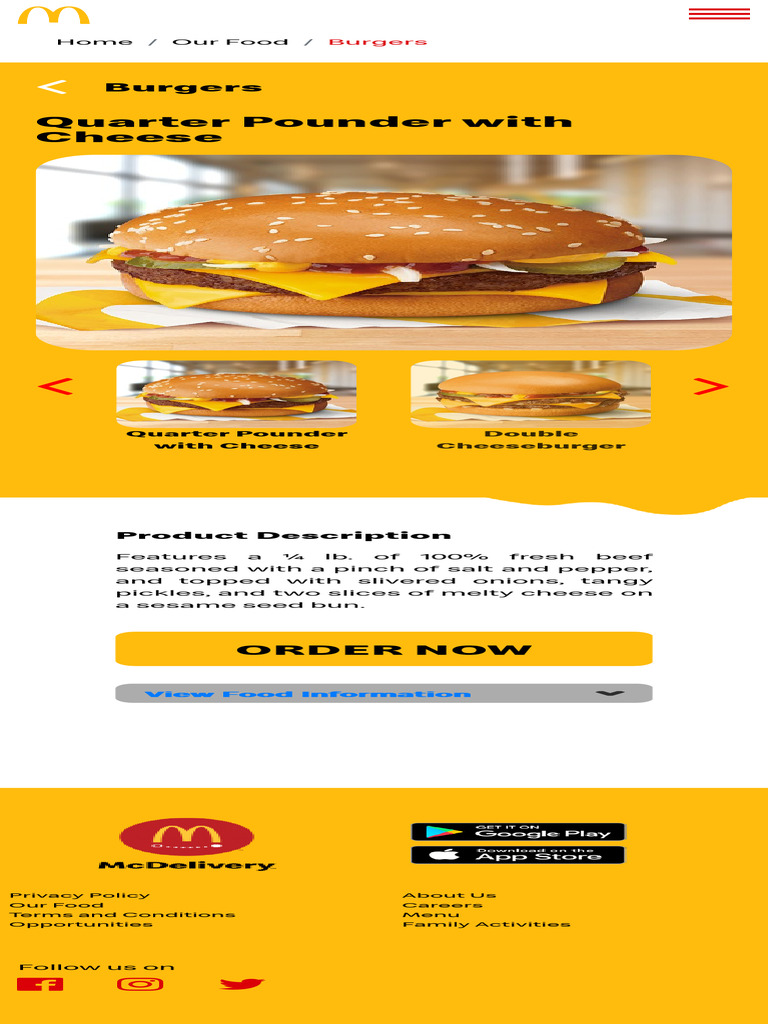 Quarter Pounder with Cheese Info | PDF