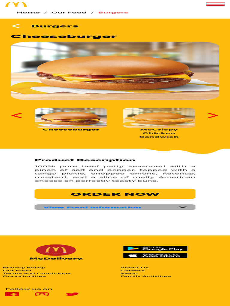 McDonald's PH Cheeseburger Details | PDF