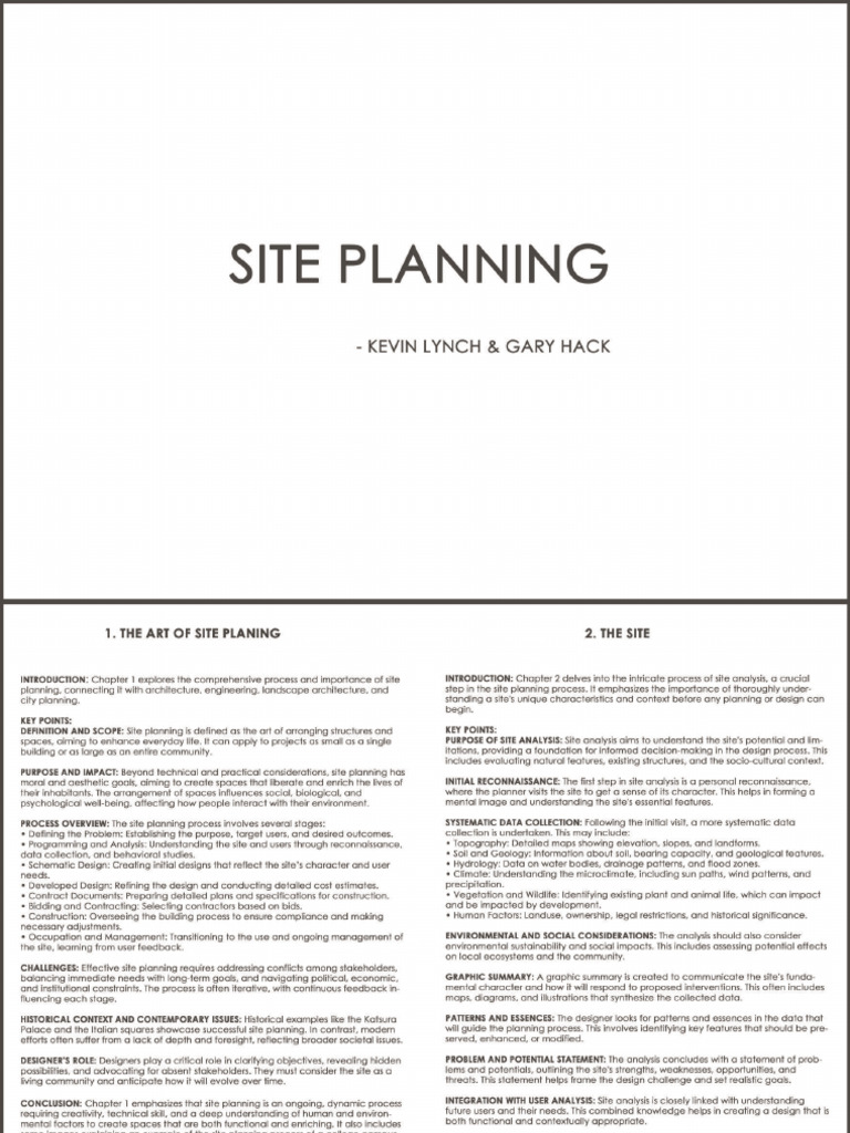 Site Plannig by Kevin Lynch and Gary Hack | PDF