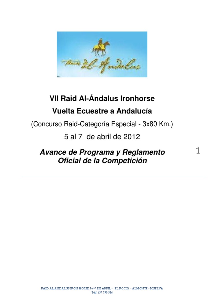 To VII Raid Al-Andalus Ironhorse | PDF | Caballos | Patrocinador ...