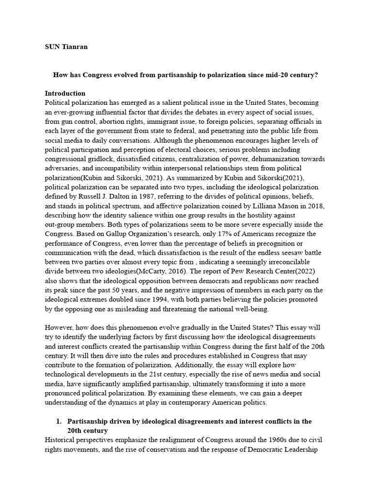 How Does Polarization Evolve in Congress | PDF | Popular Culture ...