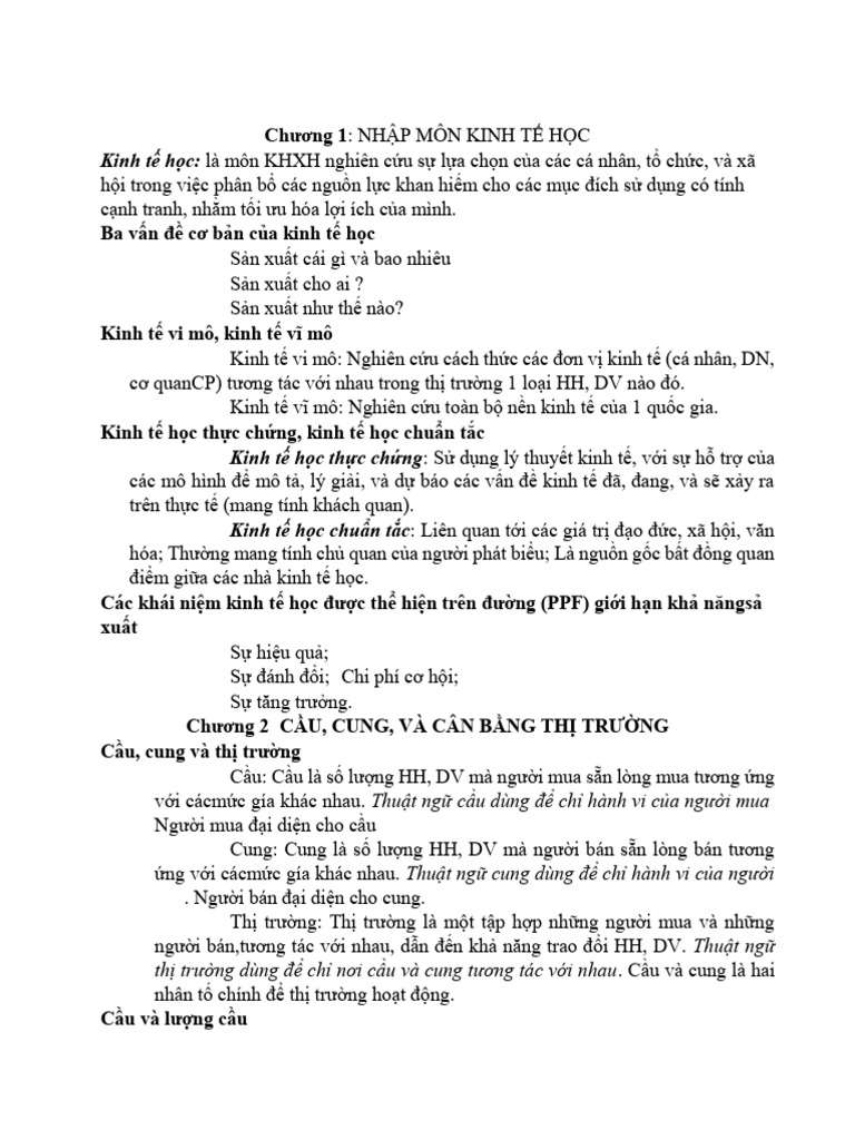 Tom Tat Ly Thuyet Mon Kinh Te VI Mo 2641 | PDF