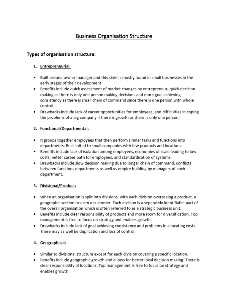 Business Organisation Structures Explained | PDF | Pricing | Marketing