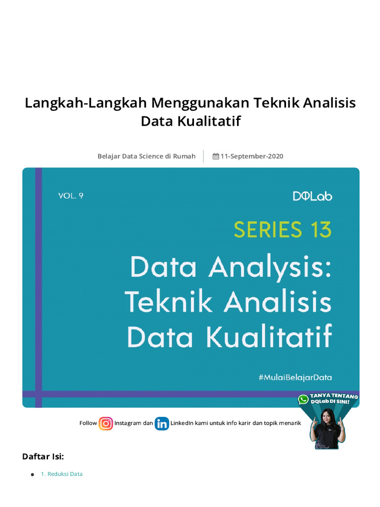Langkah-Langkah Menggunakan Teknik Analisis Data Kualitatif | PDF