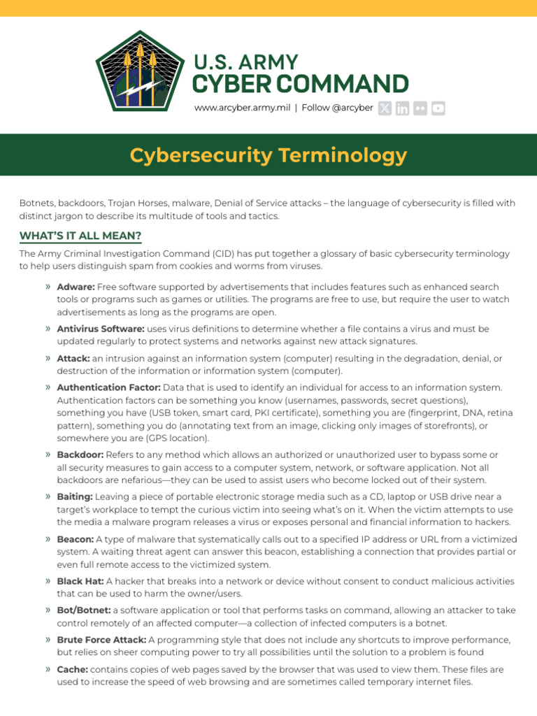 Cybersecurity-terminology_14 November 2023 | PDF | Denial Of Service ...