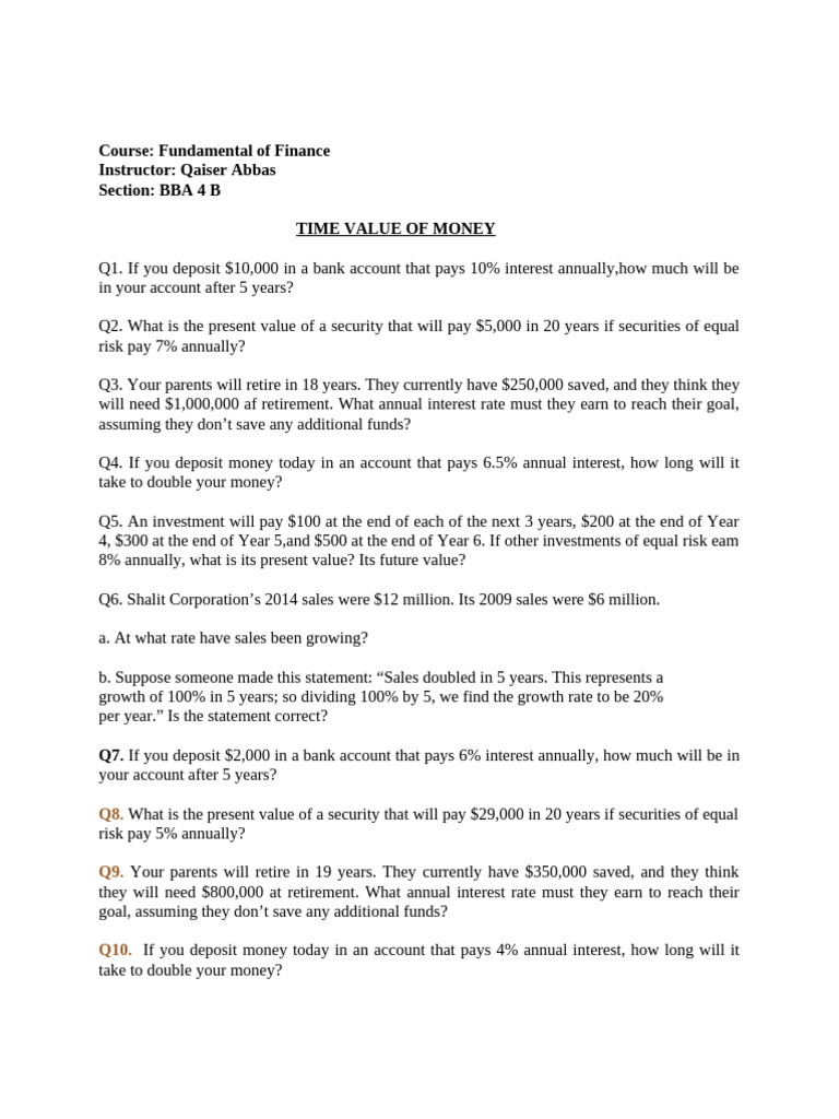 TVM Handout | PDF | Interest | Present Value