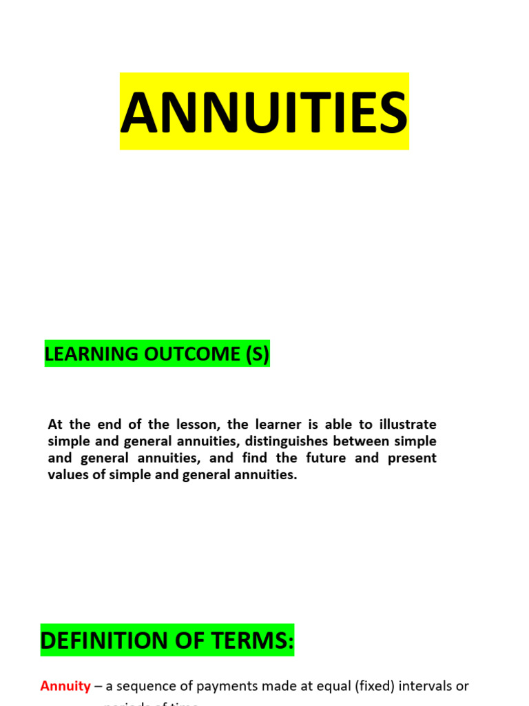 TOPIC 000 Annuities 1 | PDF | Interest | Present Value