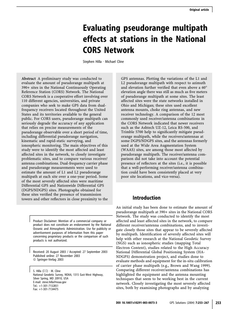 Pseudorange Multipath Effects | PDF | Global Positioning System ...