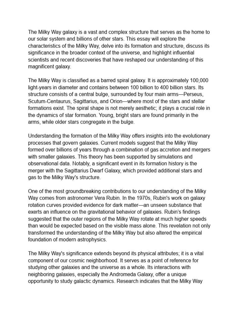 Milky Way Stuidy Statement | PDF | Milky Way | Galaxy