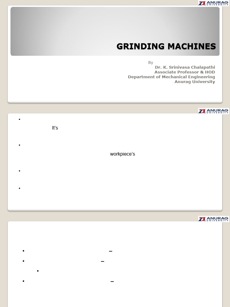 Grinding machines PPT by Dr KSC | PDF | Grinding (Abrasive Cutting ...