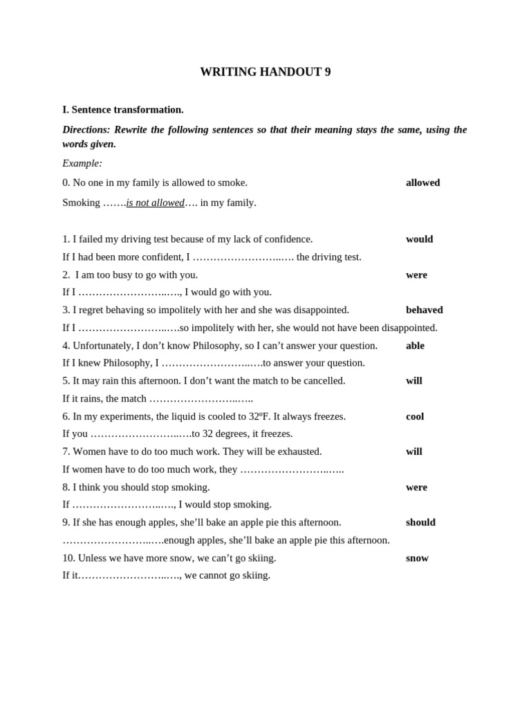B1 - Handout 9 - Writing Sts | PDF