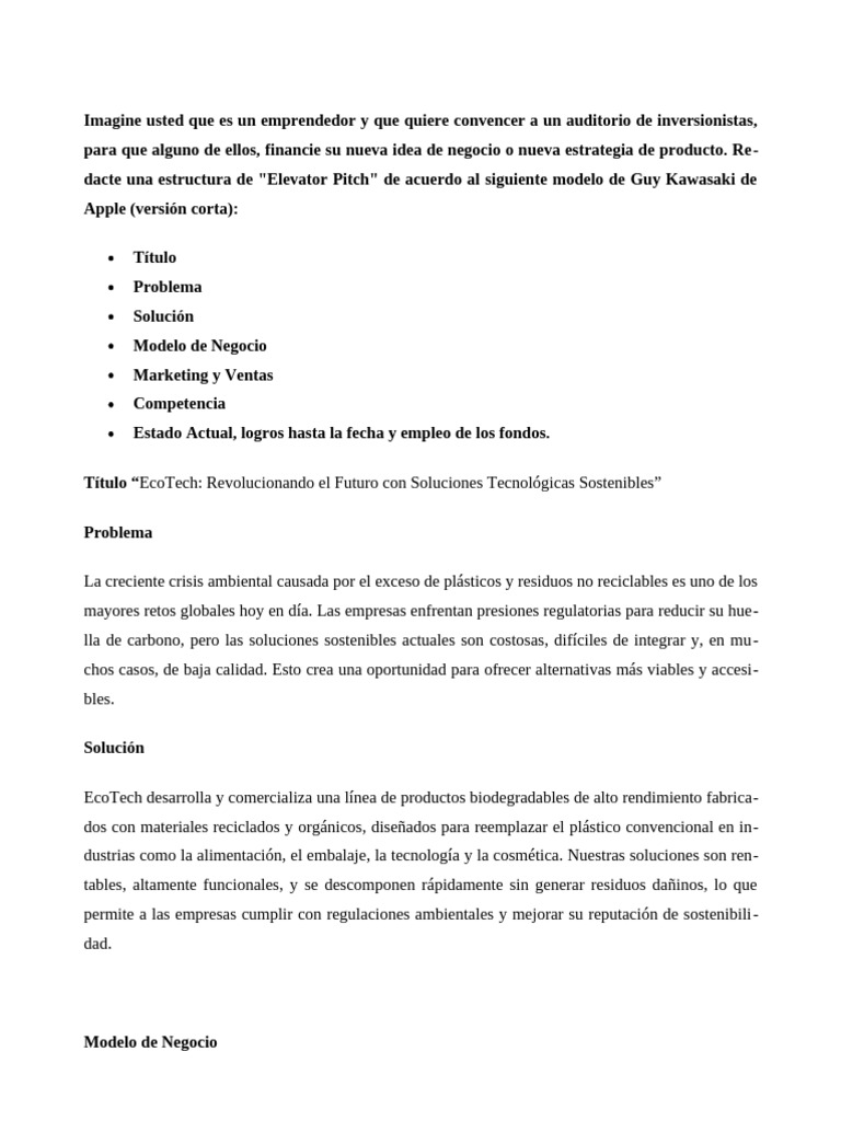 EcoTech: Soluciones Sostenibles | PDF | Marketing | Business