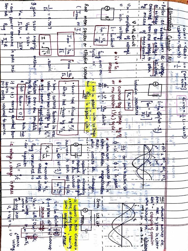 Alternating Current Physics Short Notes | PDF
