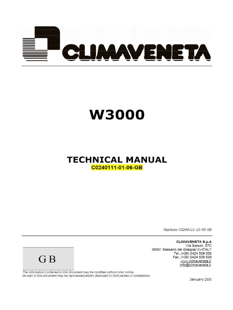 Climaveneta w3000 | PDF