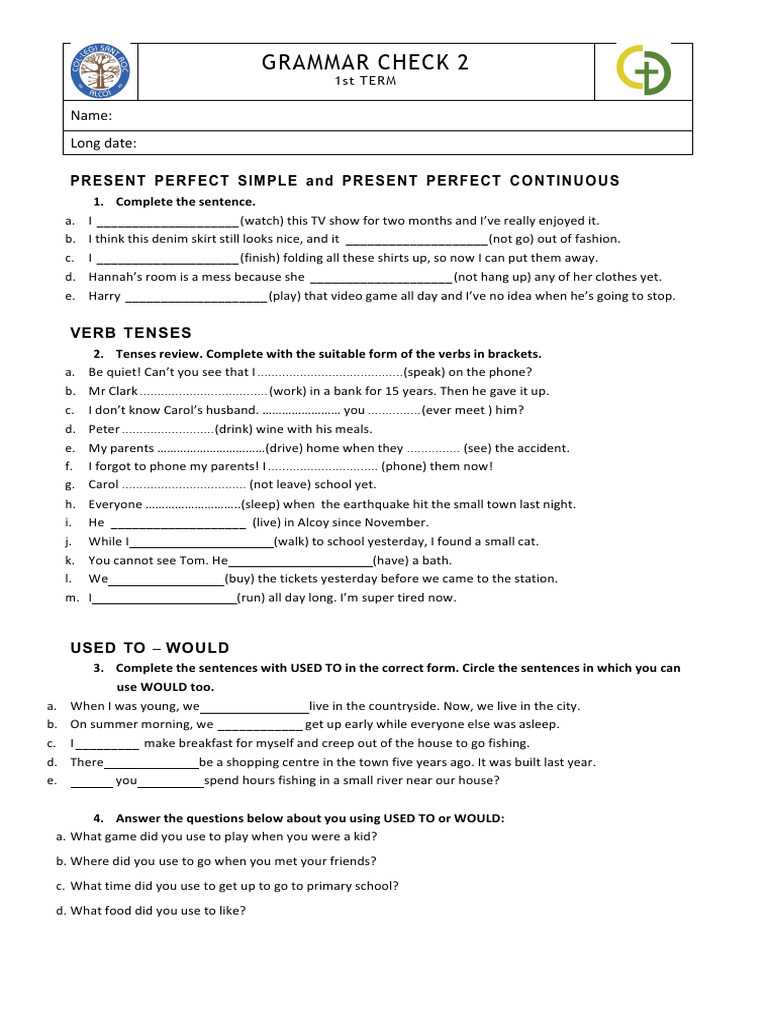 Grammar Check Units 1,2,3 1term) | PDF | Linguistics