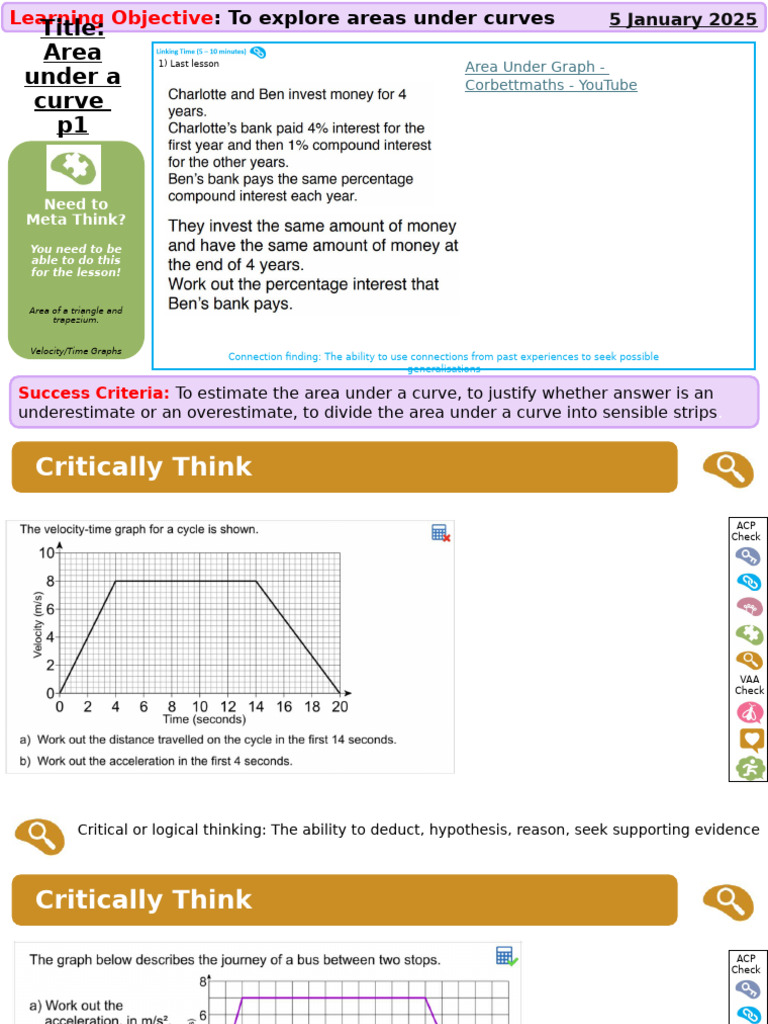 Y11 Area Under The Curve REVISION | PDF | Reason | Evidence