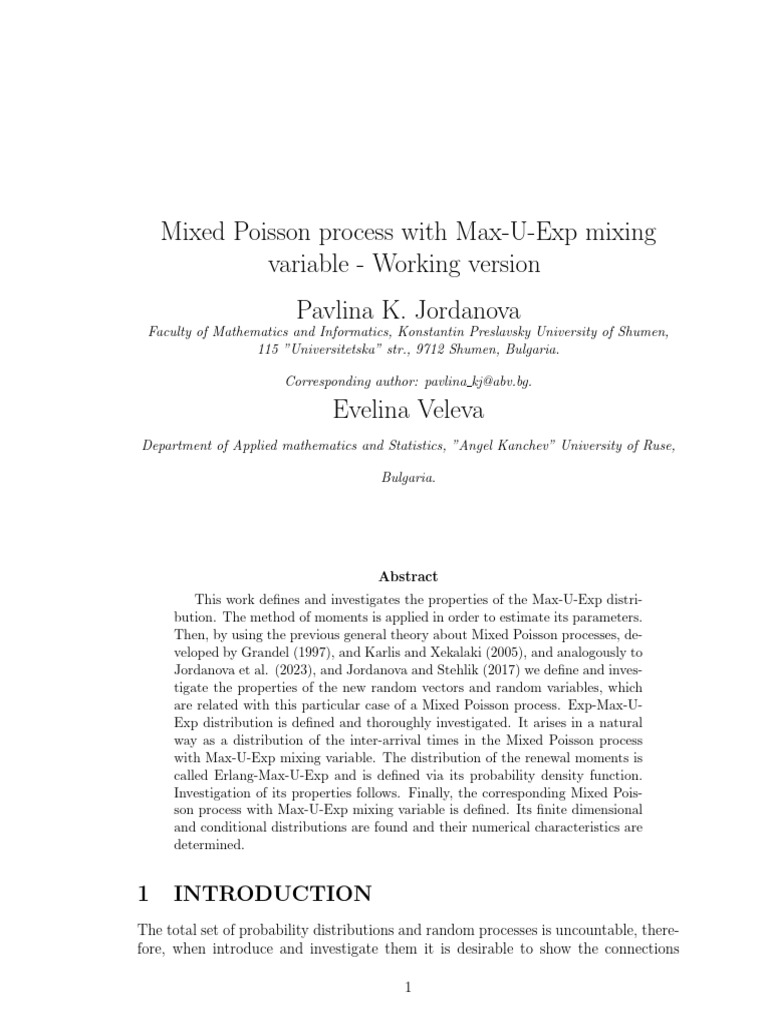 Mixed Poisson Process With Max-U-Exp Mixing Variab | PDF | Probability ...