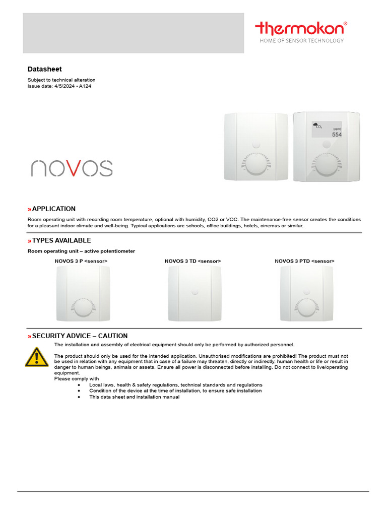 NOVOS 3 x (EPD) Datasheet en-us | PDF | Sensor | Volatile Organic Compound
