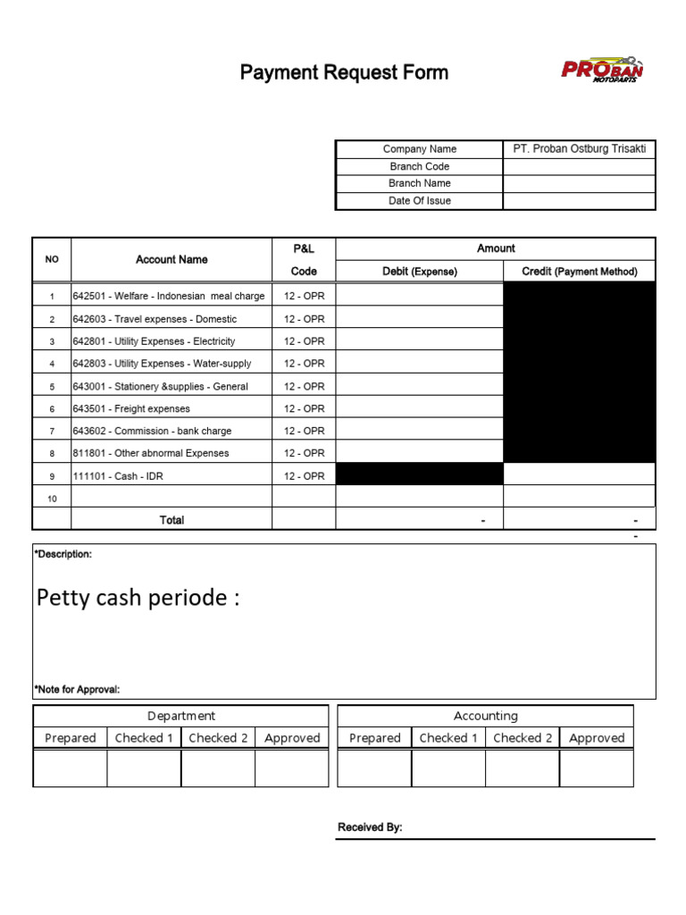 Form Petty Cash | PDF