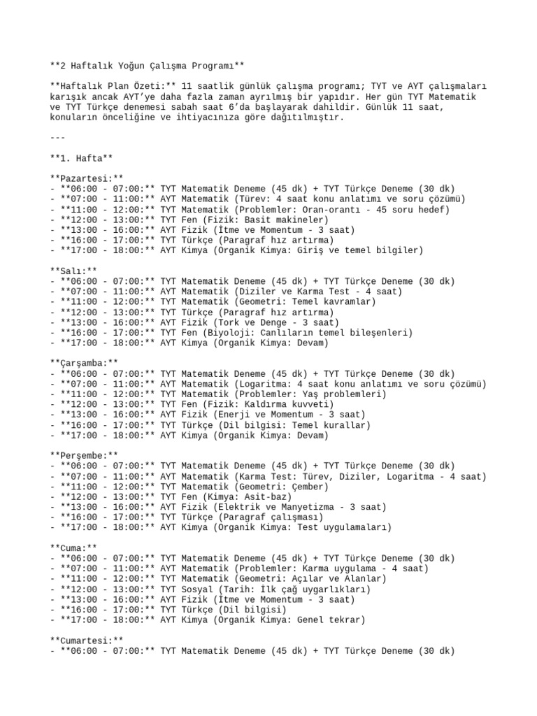 2 Week Study Schedule Pdf