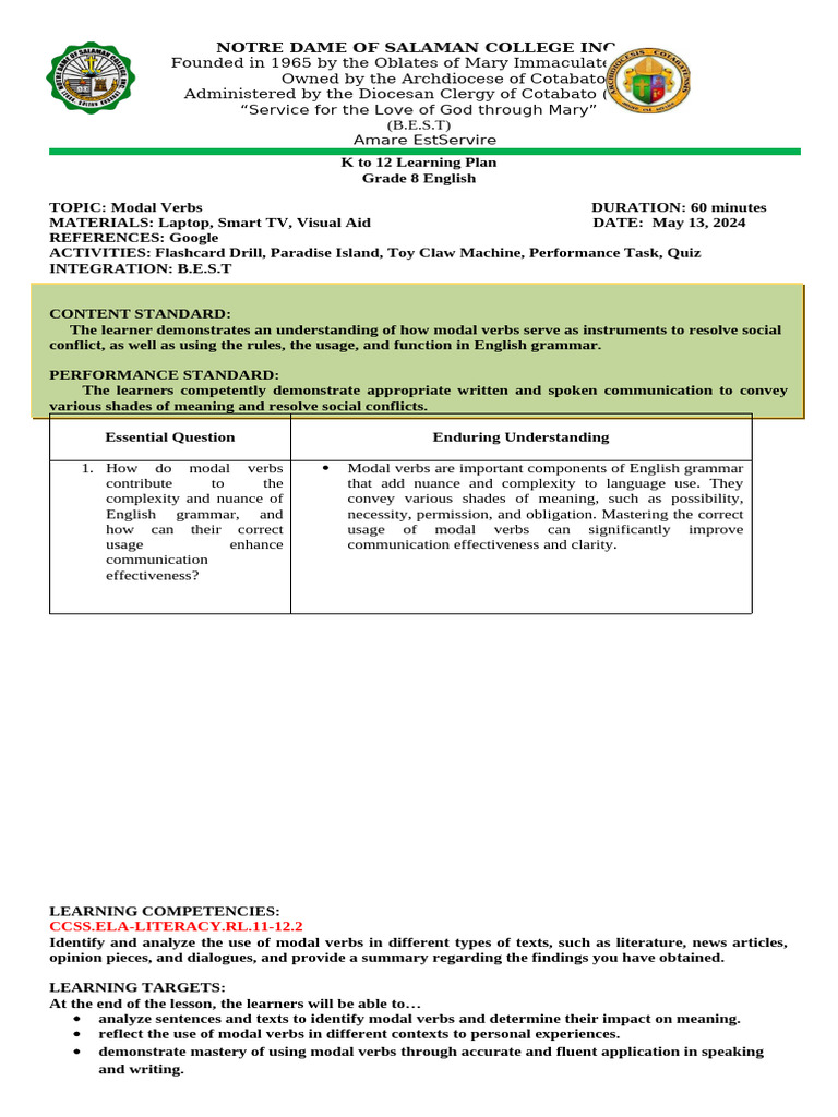 Modal-Verb-LP (2) | PDF | Linguistics | Human Communication