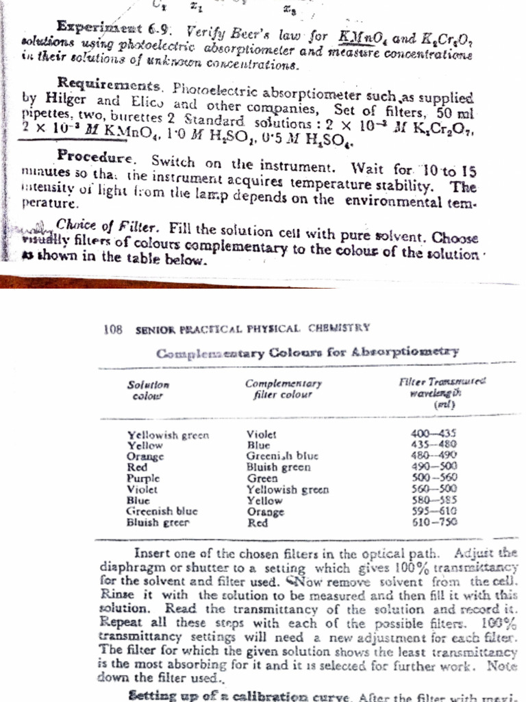 Experiment 4 Lambert Beer Law PDF | PDF | Absorbance | Analytical Chemistry