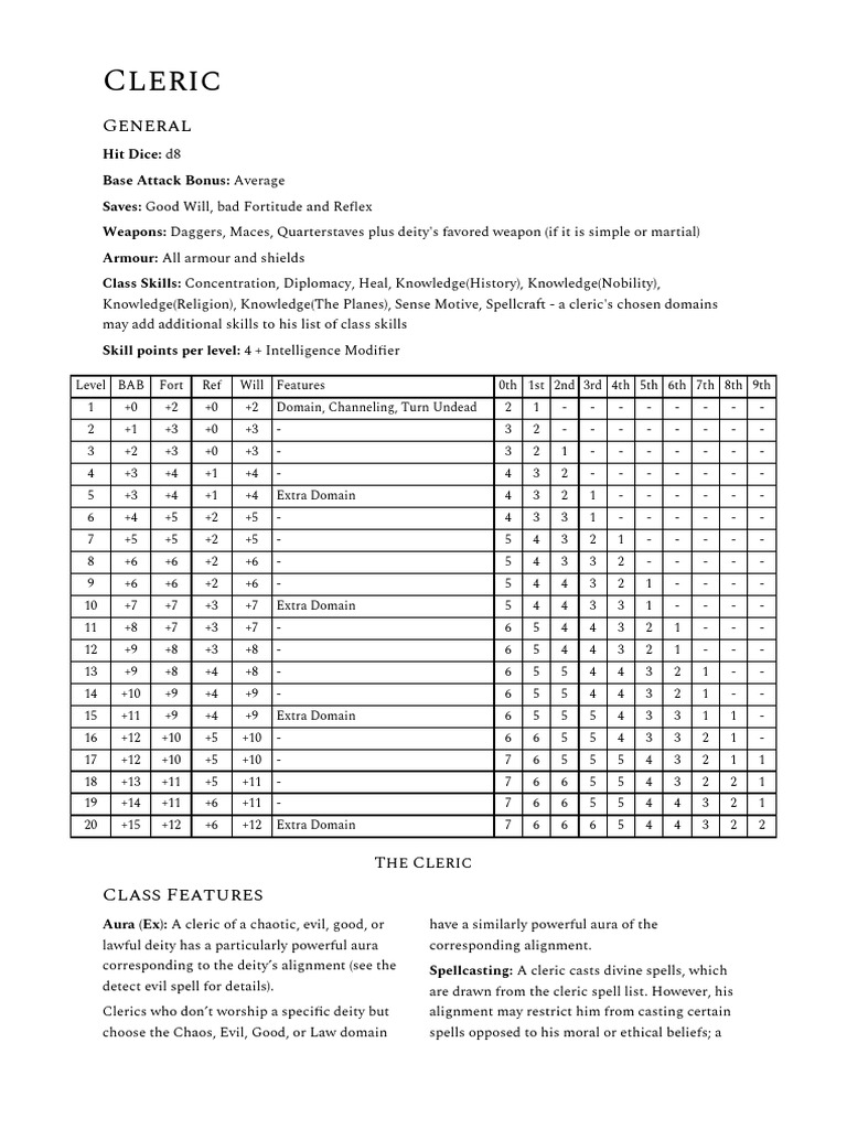 The Cleric - 1.1 | PDF | D20 System | Gary Gygax Games