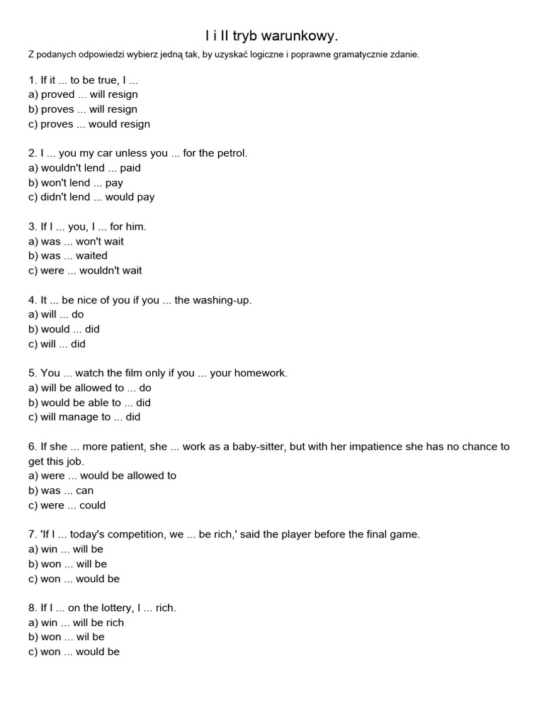 1 and 2 Conditional | PDF