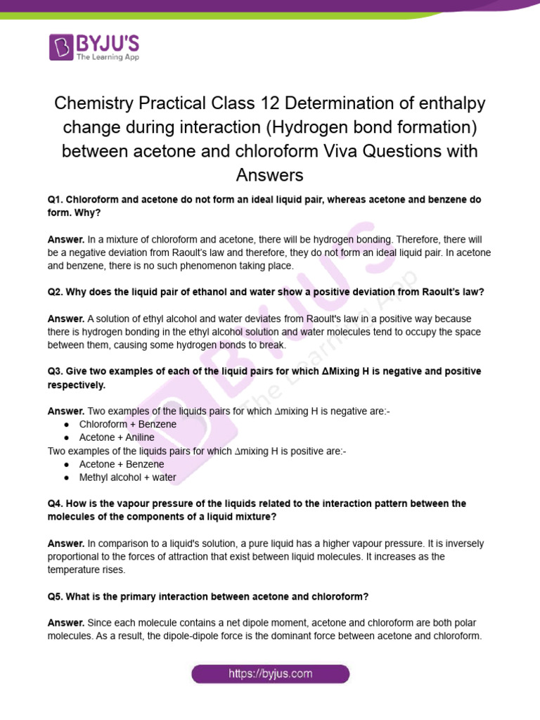 Determination of Enthalpy Change During Interaction Hydrogen Bond ...