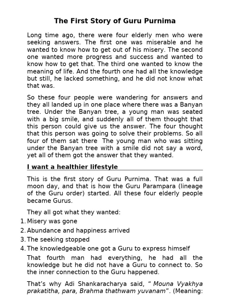 The Essence of Guru Purnima Story | PDF | Guru | Indian Philosophy