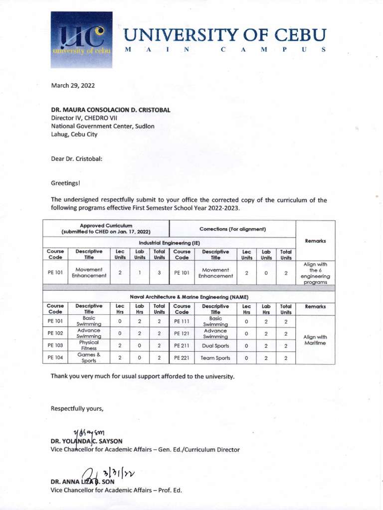 (BSIE) Revised Curriculum 2022-2023 Approved by Acad | PDF