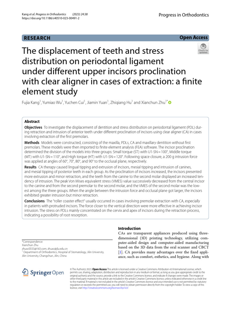 The Displacement of Teeth and Stress Distribution On Periodontal ...