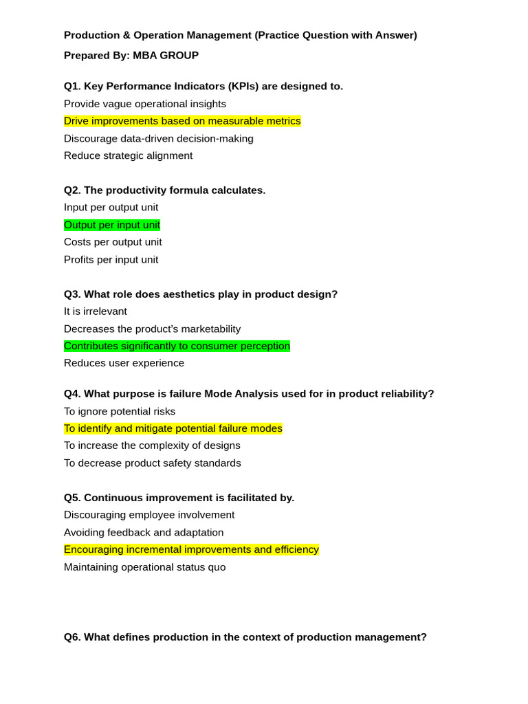 Production & Operation Management 2 | PDF | Inventory | Six Sigma