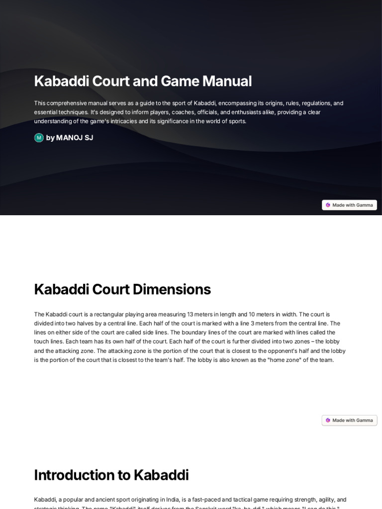 Kabaddi Court and Game Overview | PDF | Referee | Endurance