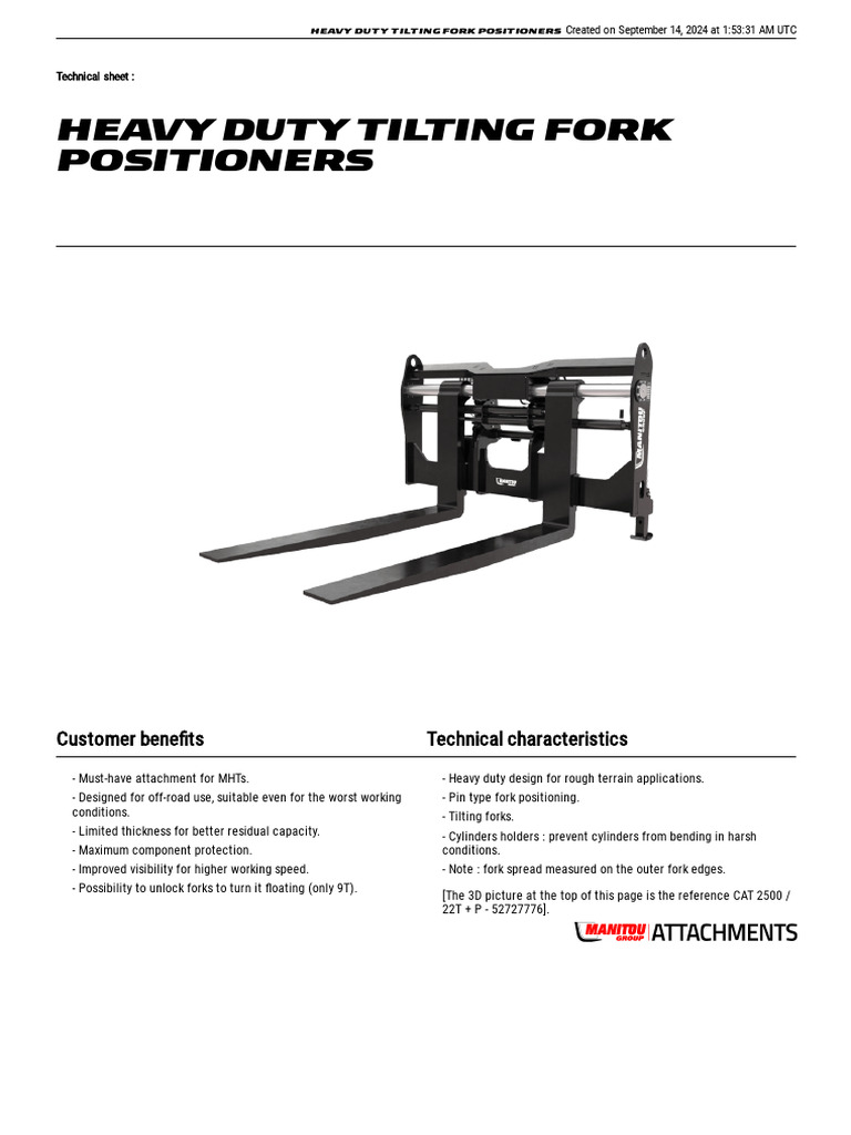 Heavy Duty Tilting Fork Positioners | PDF | Manufactured Goods