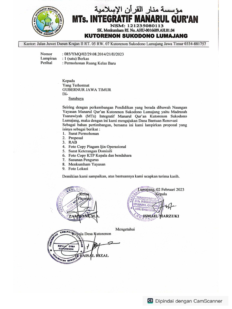 Proposal MTs Integratif Manarul Quran | PDF