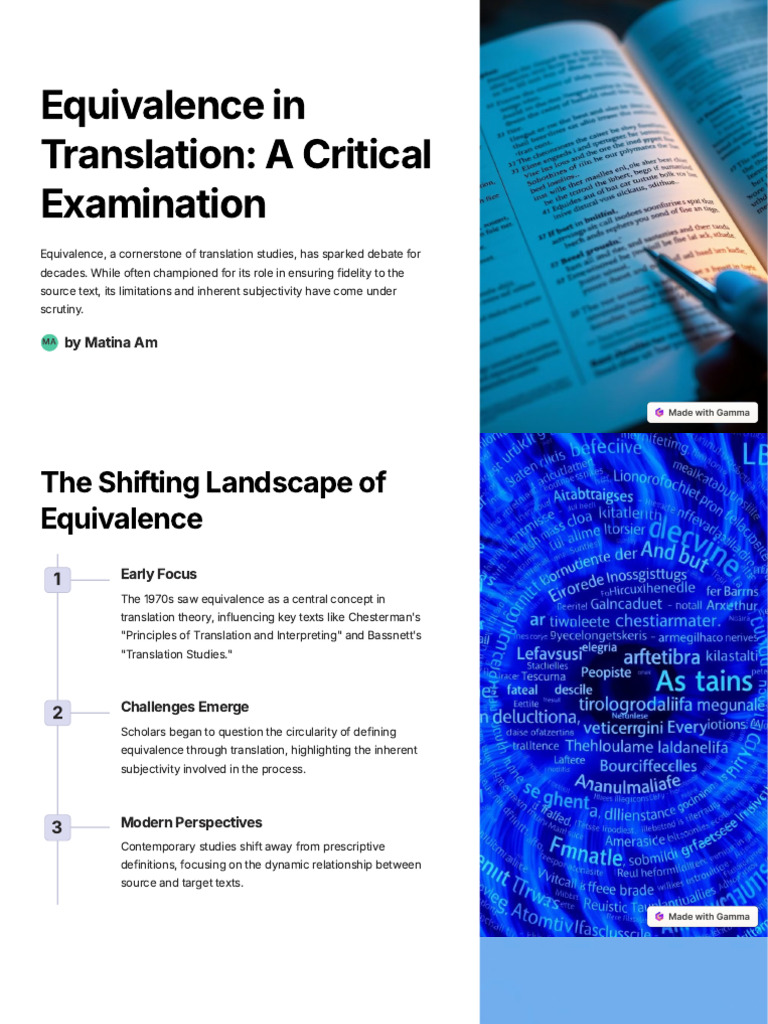 Equivalence in Translation A Critical Examination | PDF | Translations ...