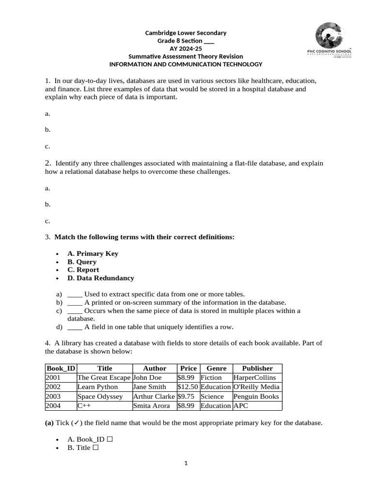 Gr 8 Revision Theory_worksheet_SA1 | PDF | Computer Network | Databases