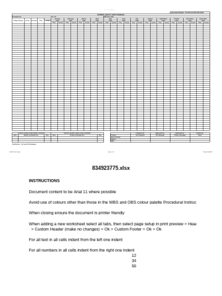 AP1300-QS-C-056-Template Internal Quality Audit Schedule-Rev00Working ...