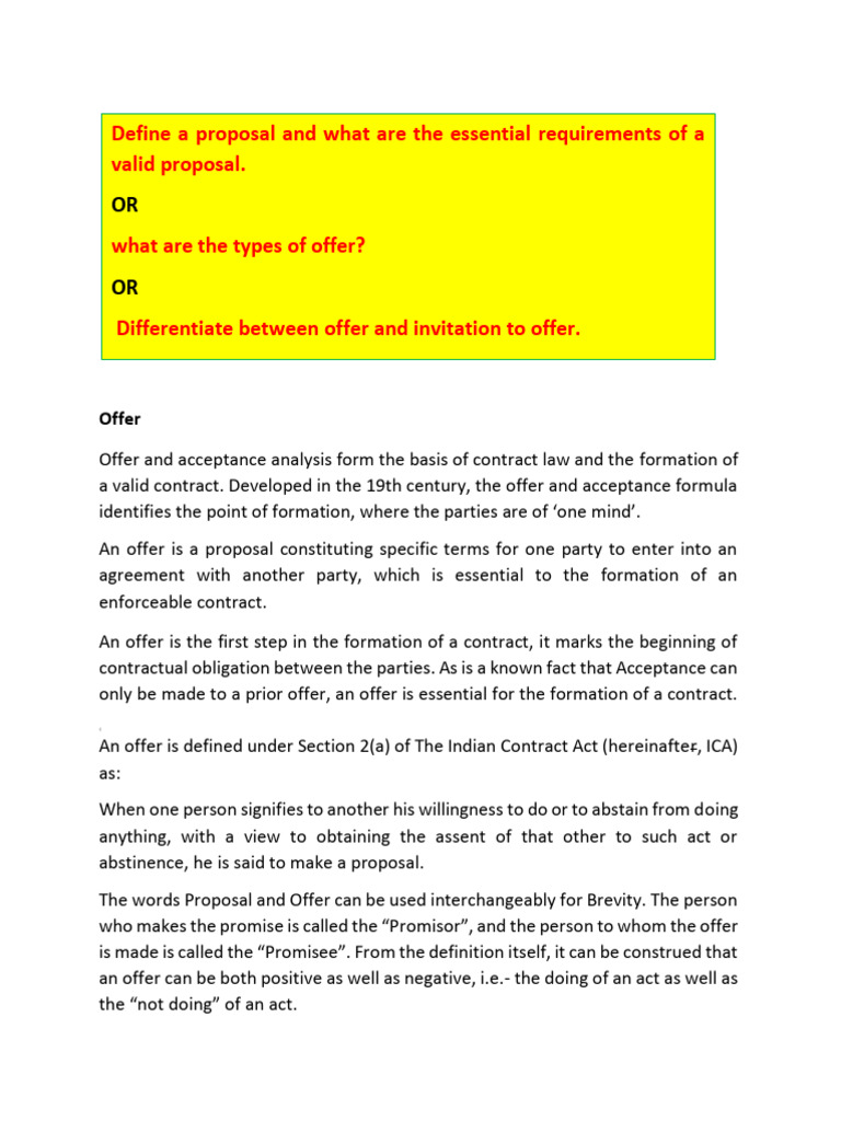 Essentials of Valid Offer | PDF | Offer And Acceptance | Common Law