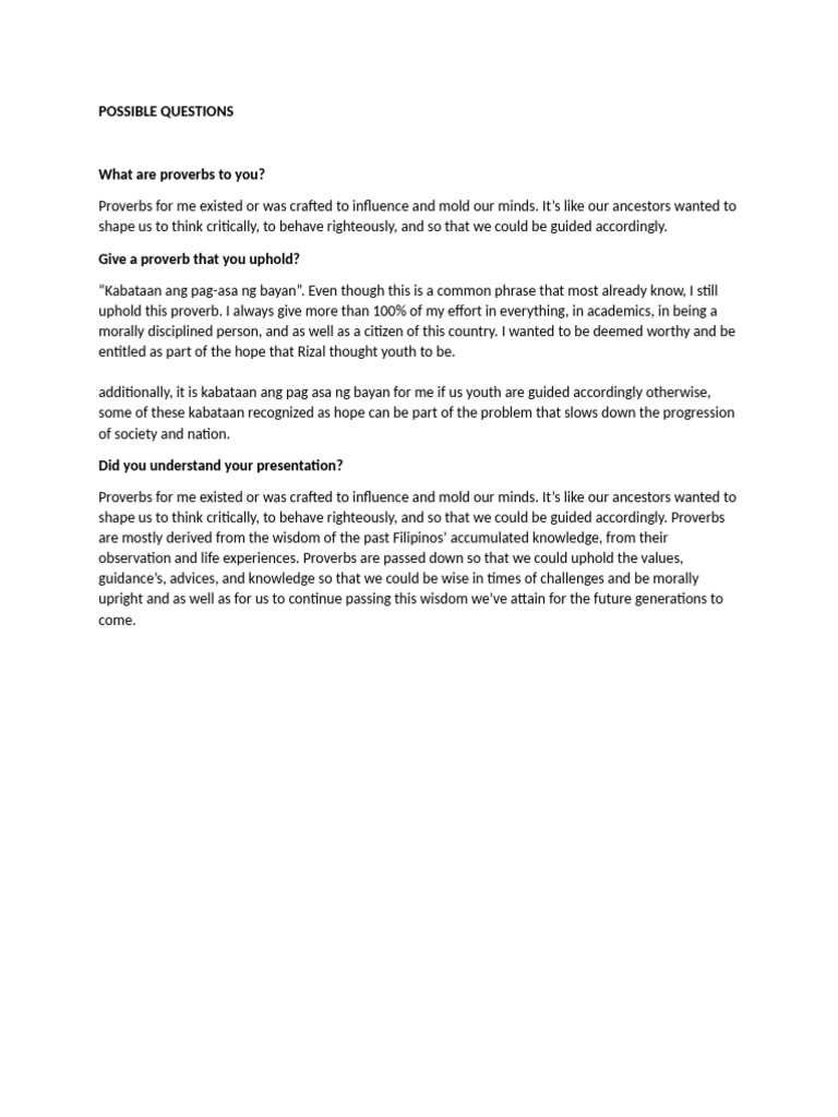 POSSIBLE QUESTIONS | PDF