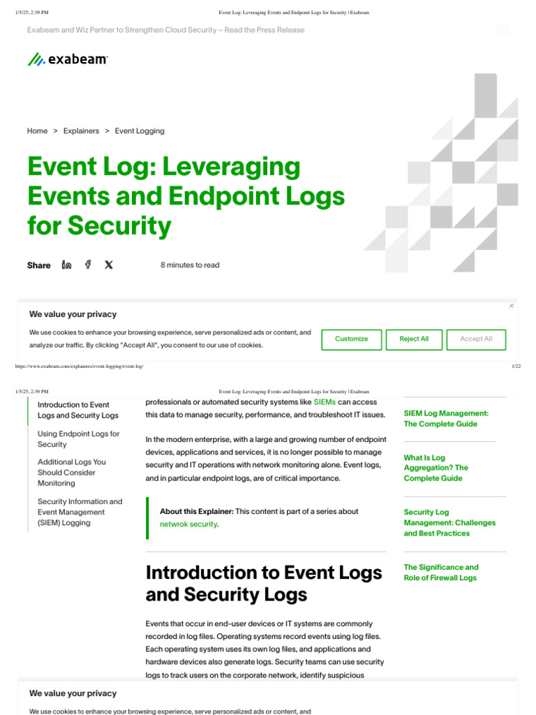 Event Log - Leveraging Events and Endpoint Logs For Security - Exabeam ...