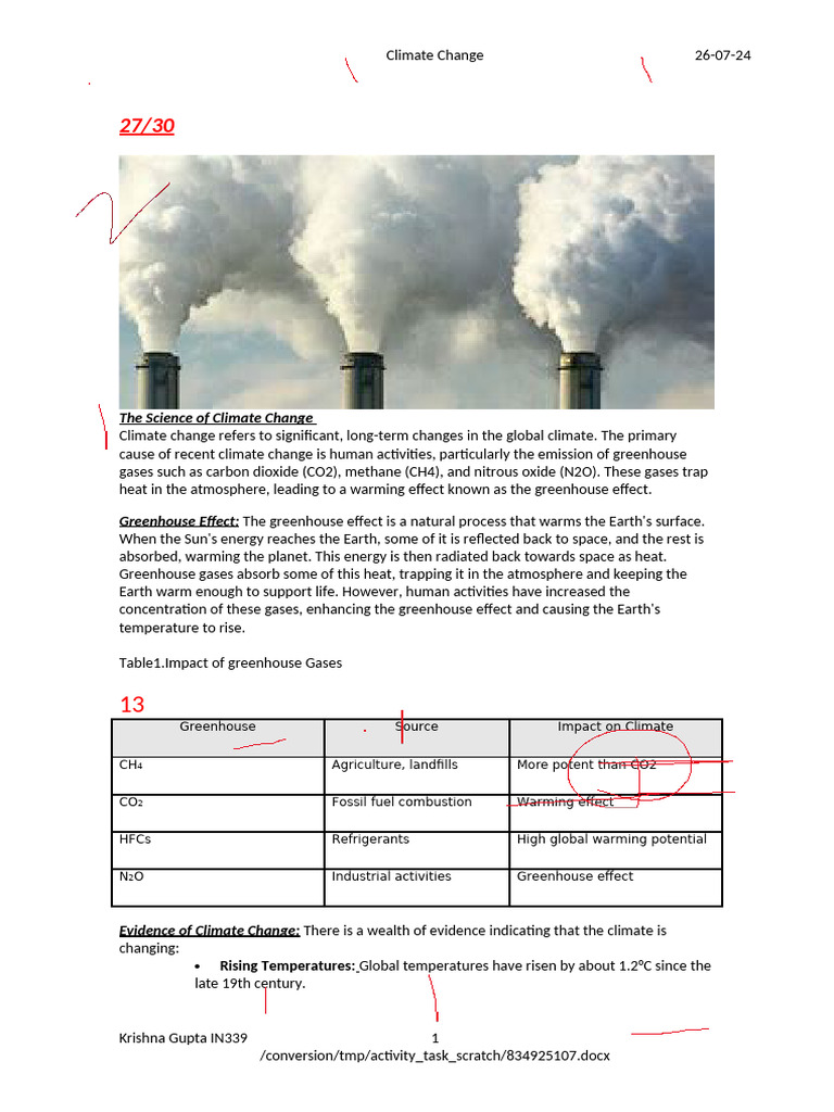 Climate Change Document Practice | PDF | Climate Change | Greenhouse Gas