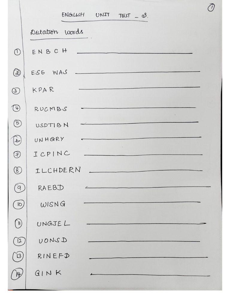 Unit Test 3 English | PDF