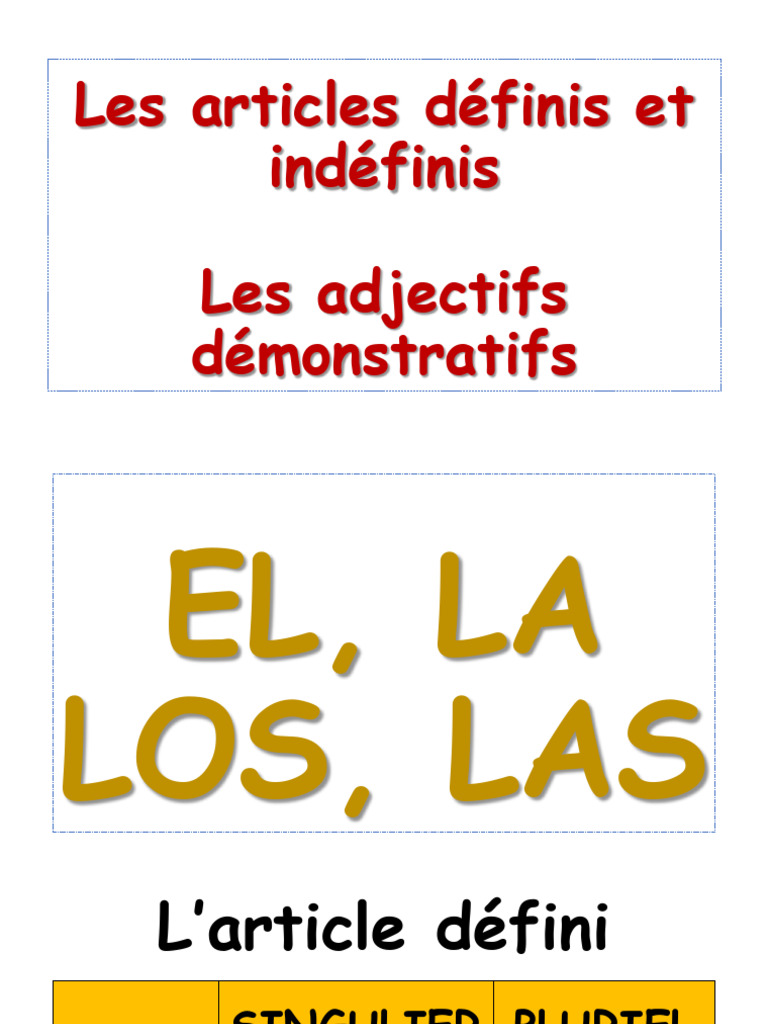 Articles Définis Et Indéfinis | PDF